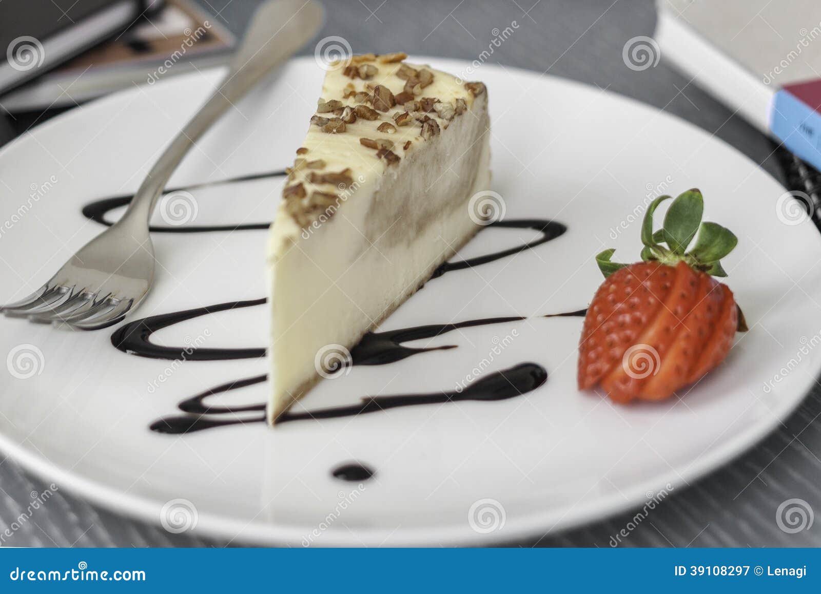 Cheesecake on the plate stock image. Image of decoration - 39108297