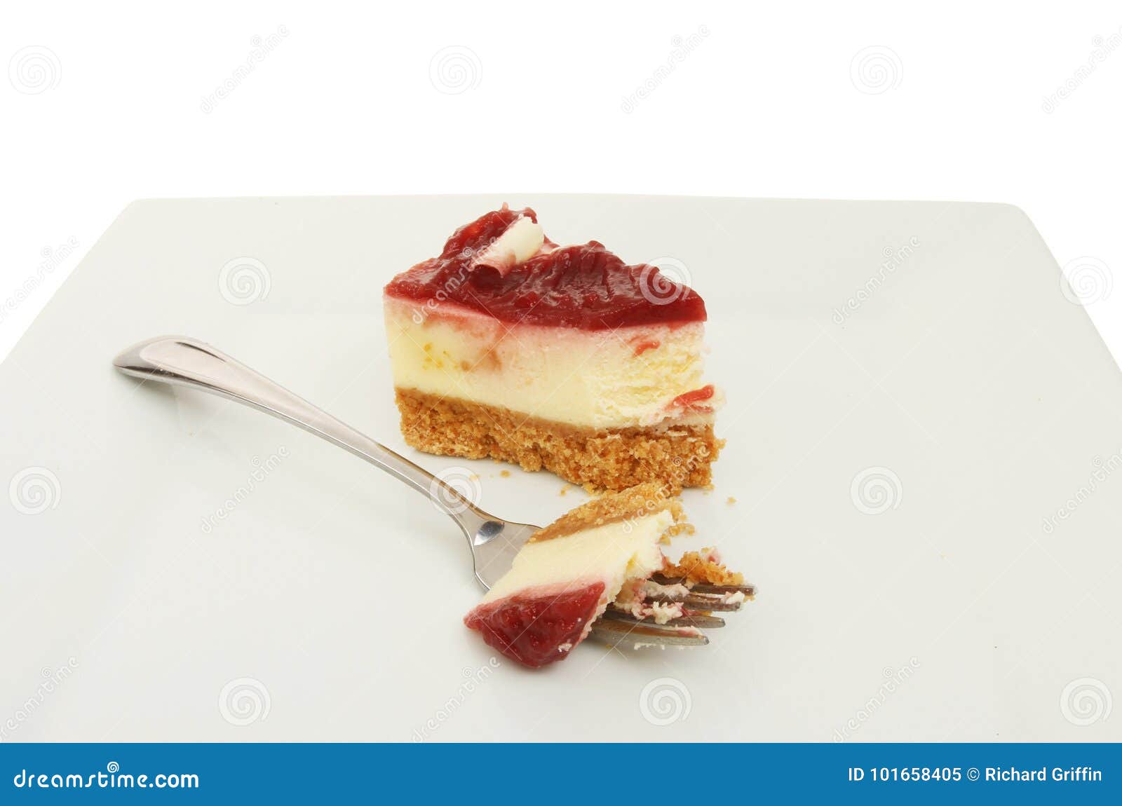 Cheesecake on a plate stock image. Image of fork, fruit - 101658405
