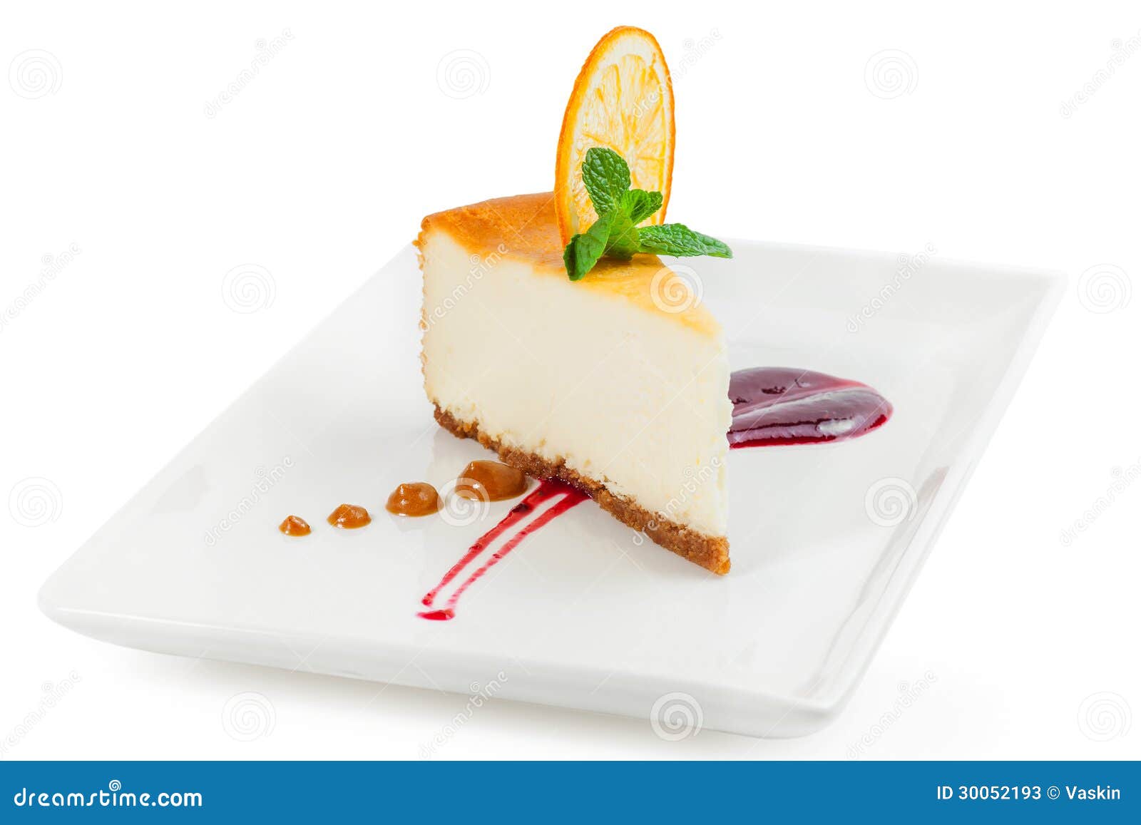 Cheesecake on the Plate on White Background Stock Image - Image of ...