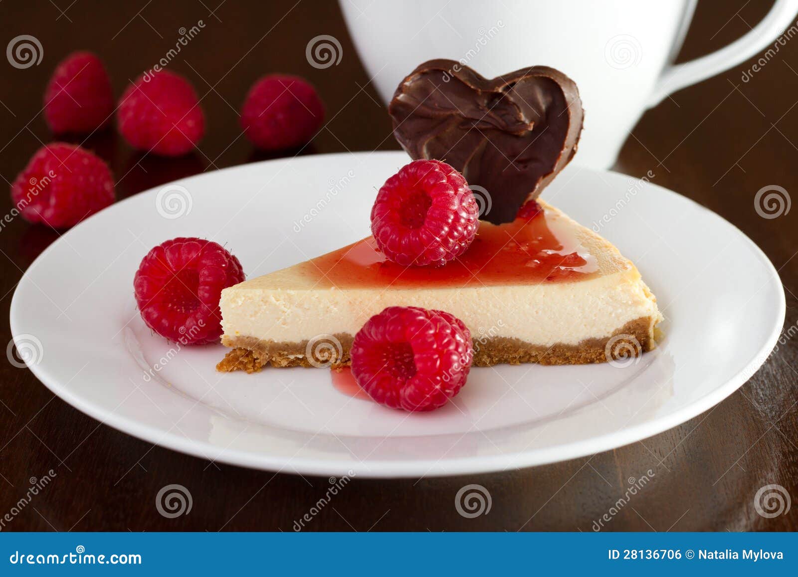 Cheesecake with Raspberries Stock Photo - Image of pastry, romantic ...