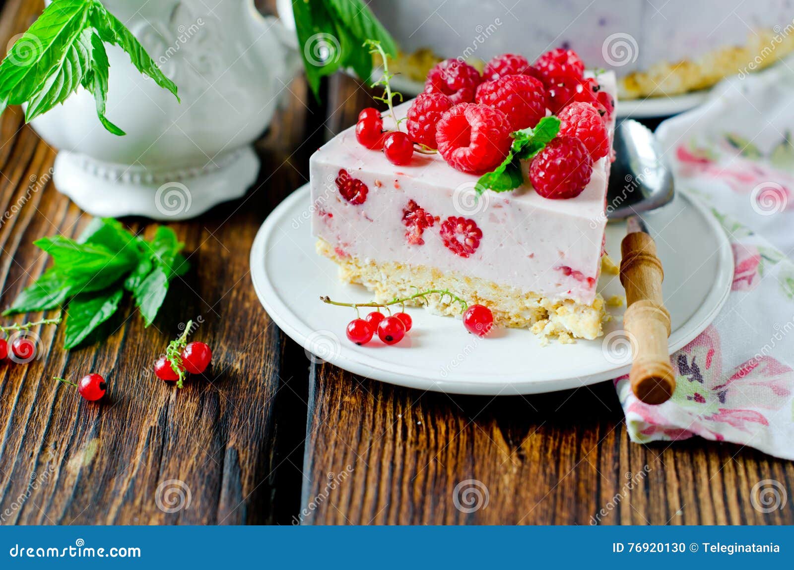 Cheesecake with Raspberries Stock Photo - Image of dessert, cream: 76920130