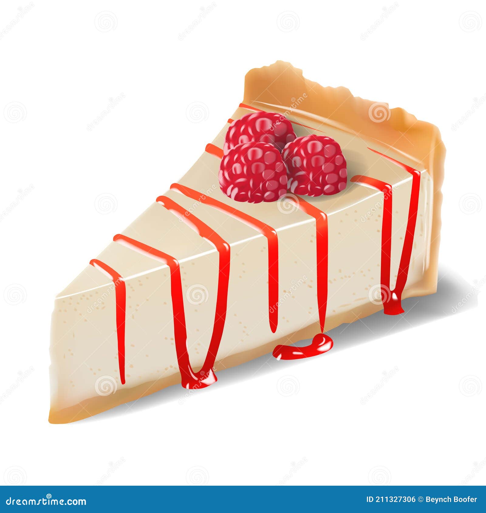 Cheesecake with Raspberries, Vector Illustration Isolated on White ...