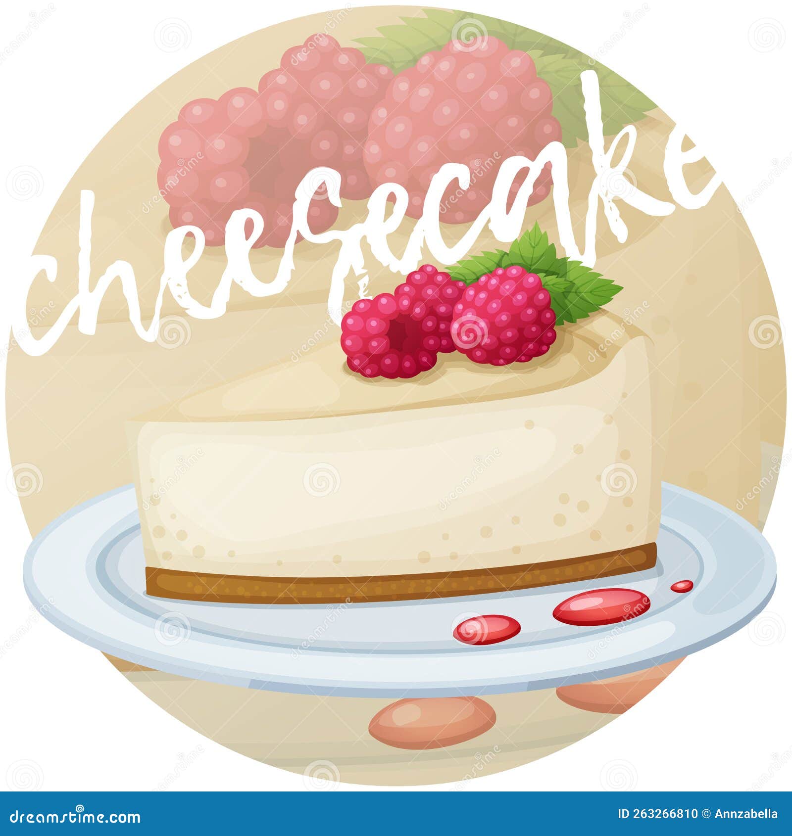 Cheesecake with Raspberry Icon. Cartoon Vector Illustration Stock ...