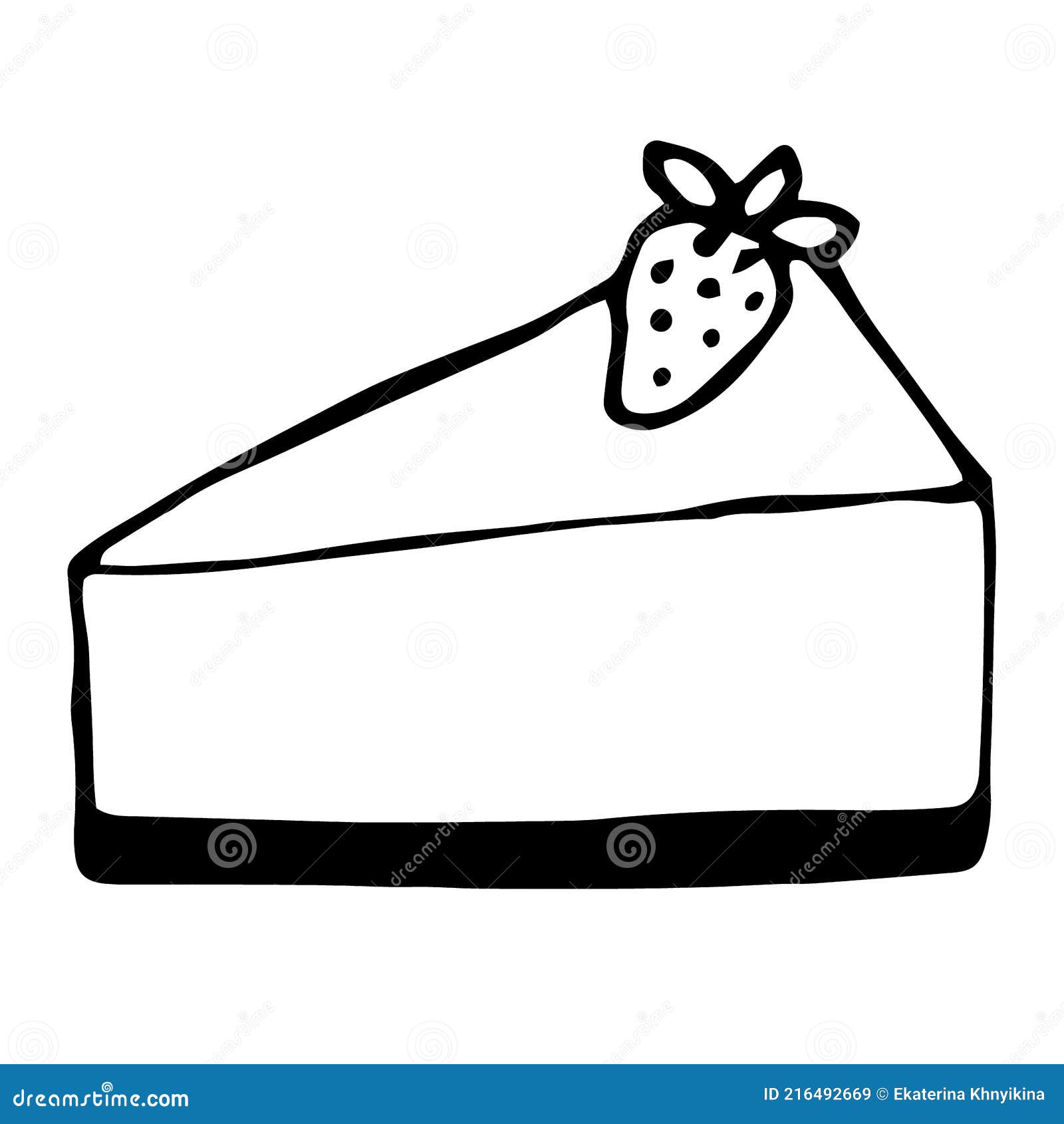 Cheesecake with Strawberry, Vector Illustration, Doodle Hand Drawn ...