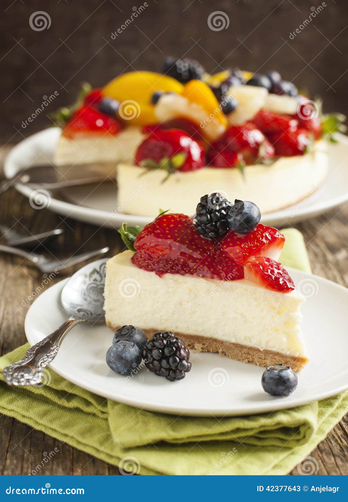 Cheesecake Topped with Berries and Fruits Stock Image - Image of ...