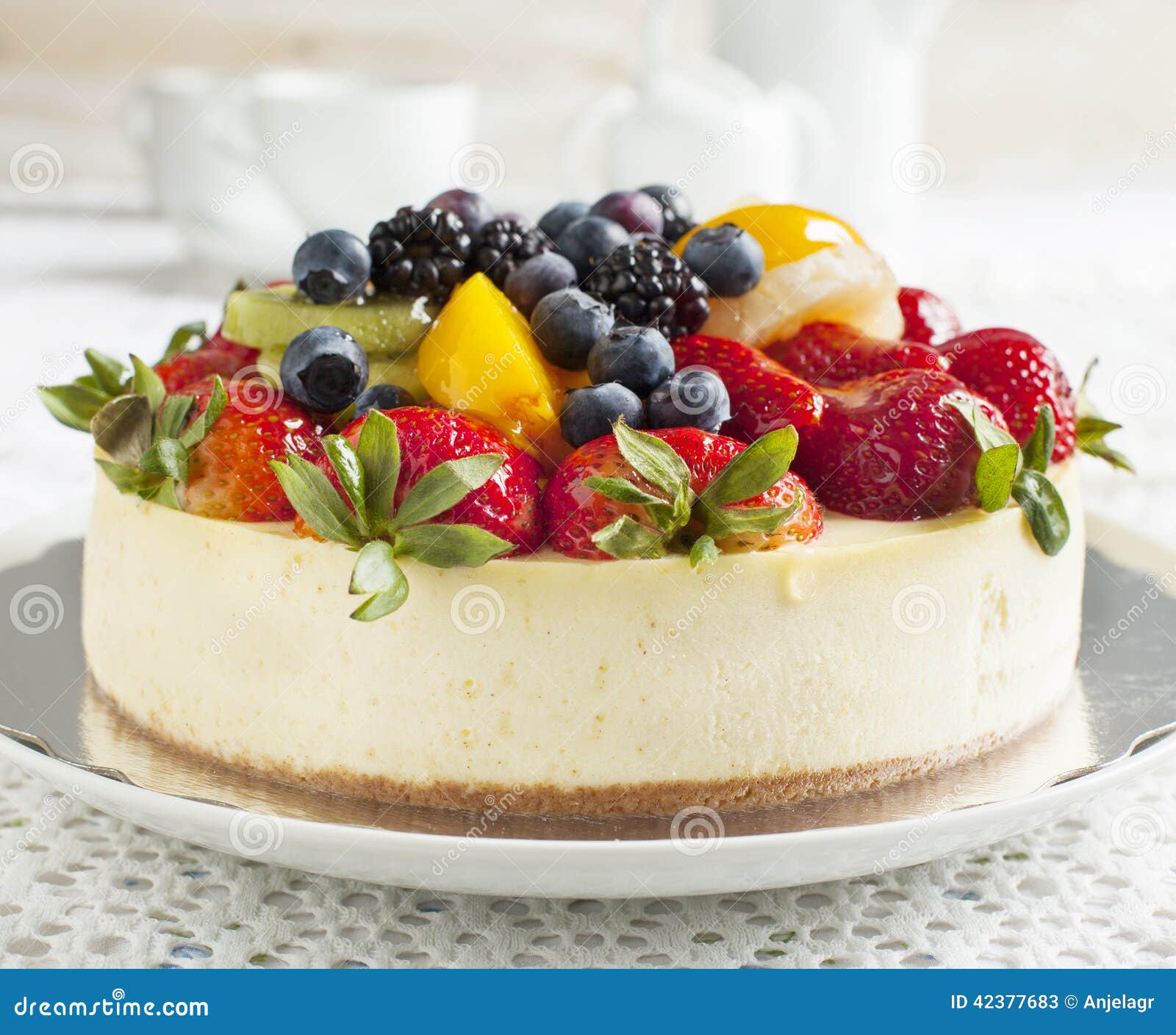 Cheesecake Topped with Berries and Fruits Stock Image - Image of sweet ...