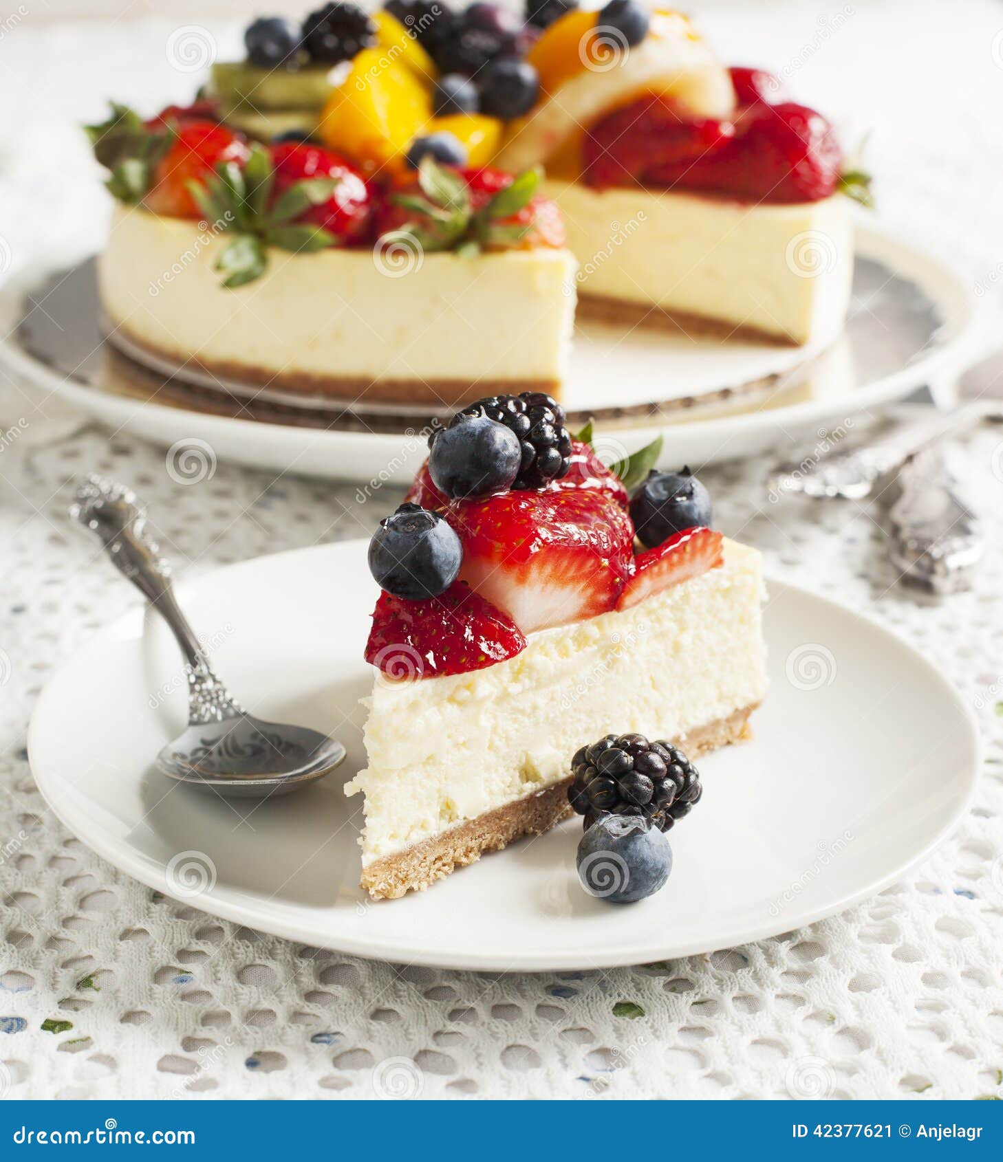 Cheesecake Topped with Fresh Berries and Fruits Stock Image - Image of ...