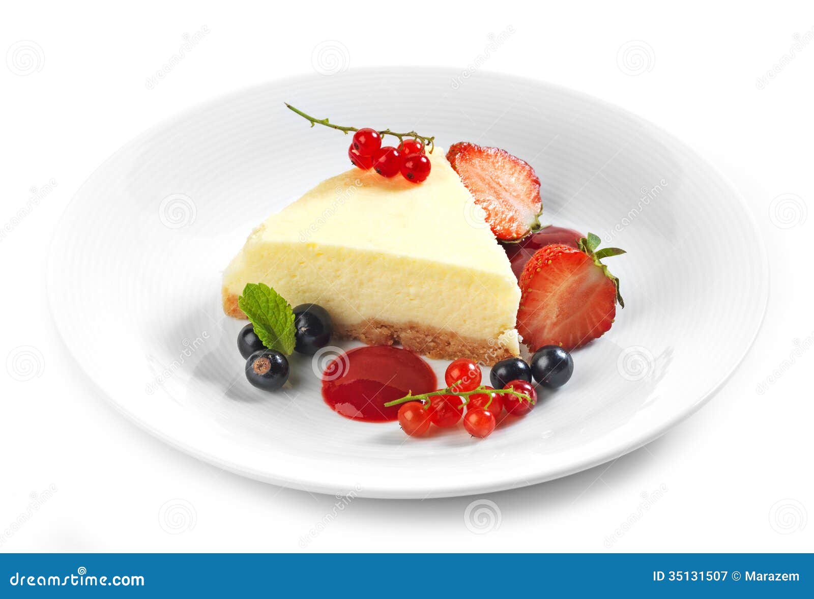 Cheesecake on white plate stock image. Image of dessert - 35131507