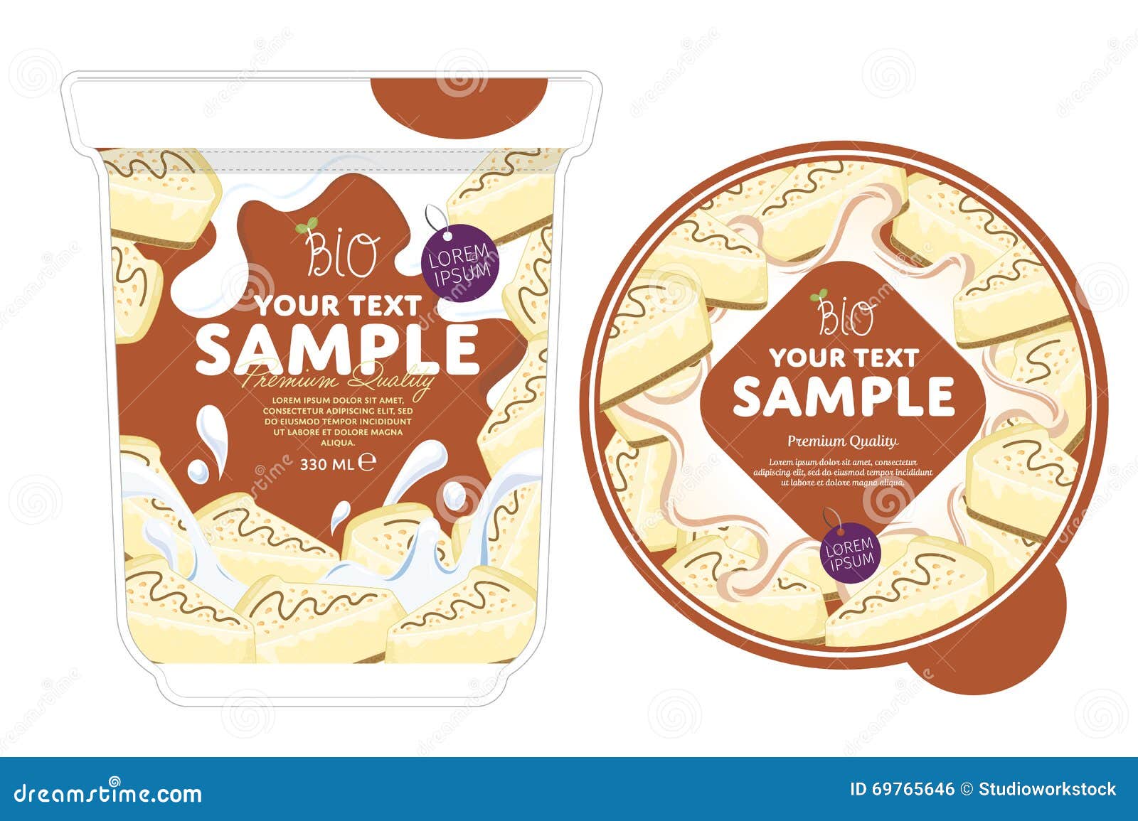 Cheesecake Yogurt Packaging Design Template. Stock Illustration ...