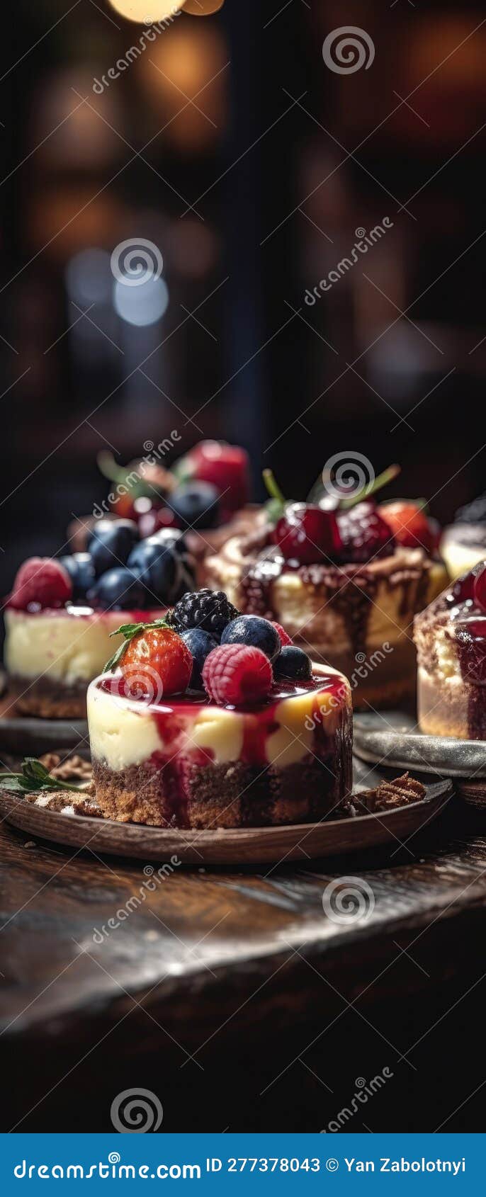 Cheesecakes on Stone Rustic Pub Mobile Wallpeper Postcard. Generative ...