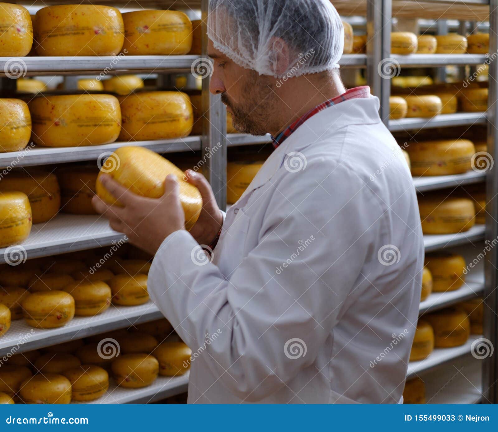 Cheesemaker Checking Ready Product in a Storage Room Stock Image ...