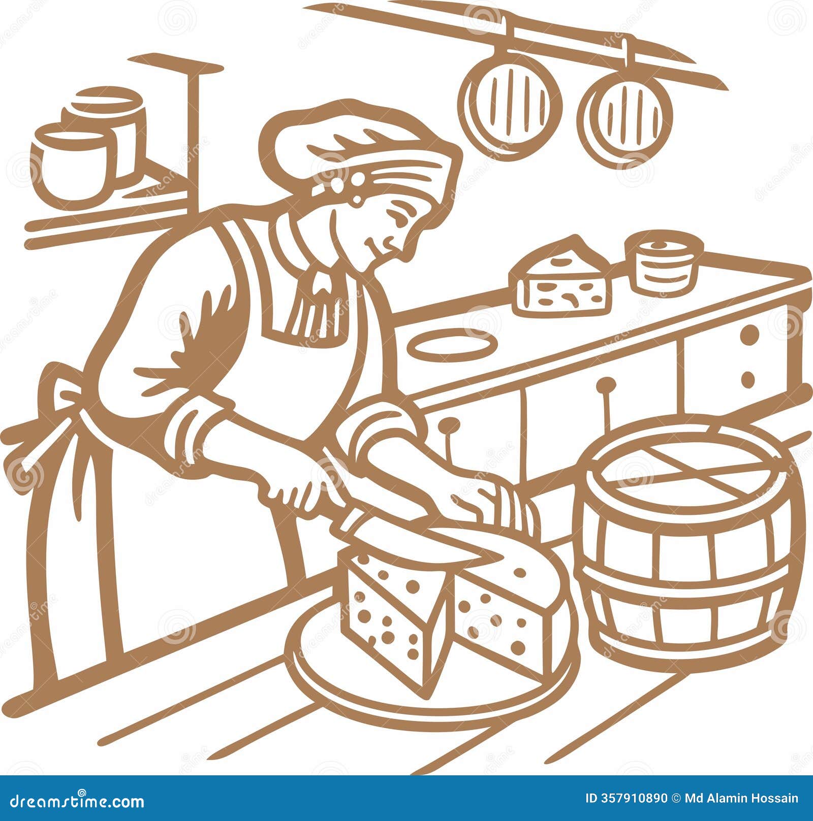 Swiss Cheesemaker Traditional Cheese Circle Drawing Royalty-Free ...