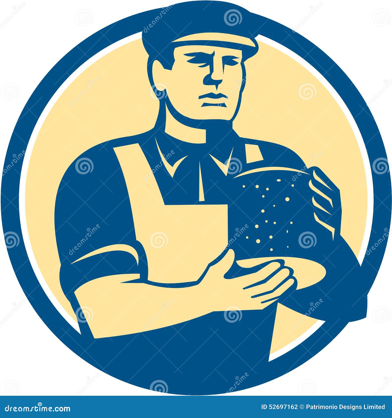 Cheesemaker Holding Cheese Retro Stock Vector - Illustration of block ...