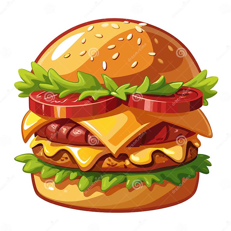 Cheesy Bacon Smashburger Made at Home with a Rustic Touch. Stock Vector ...