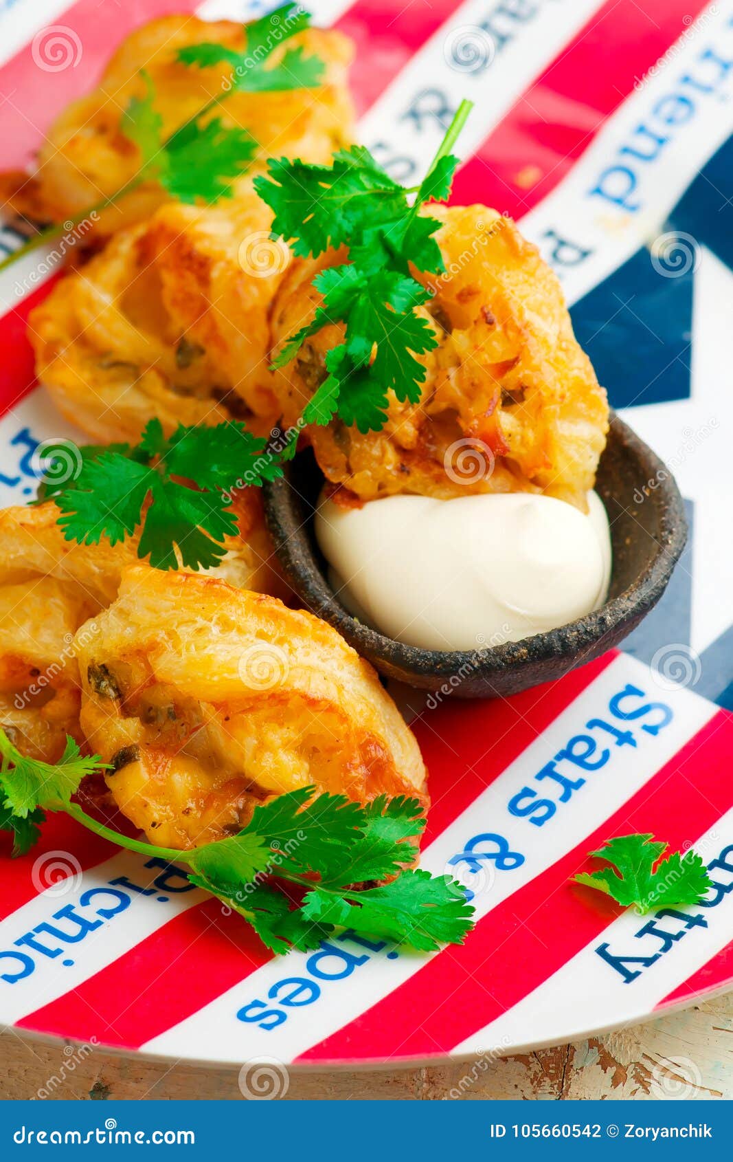 Cheesy Chicken Empanadas.style Rustic Stock Photo - Image of pasty ...