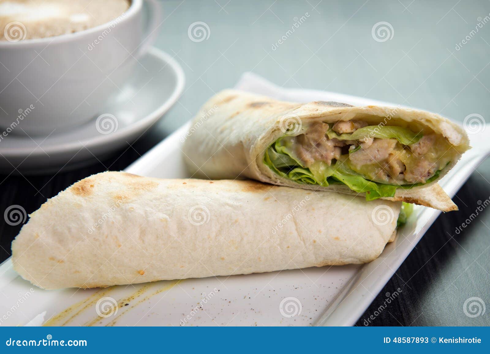Cheesy Chicken Warp on Tortilla Stock Image - Image of sandwich, snack ...
