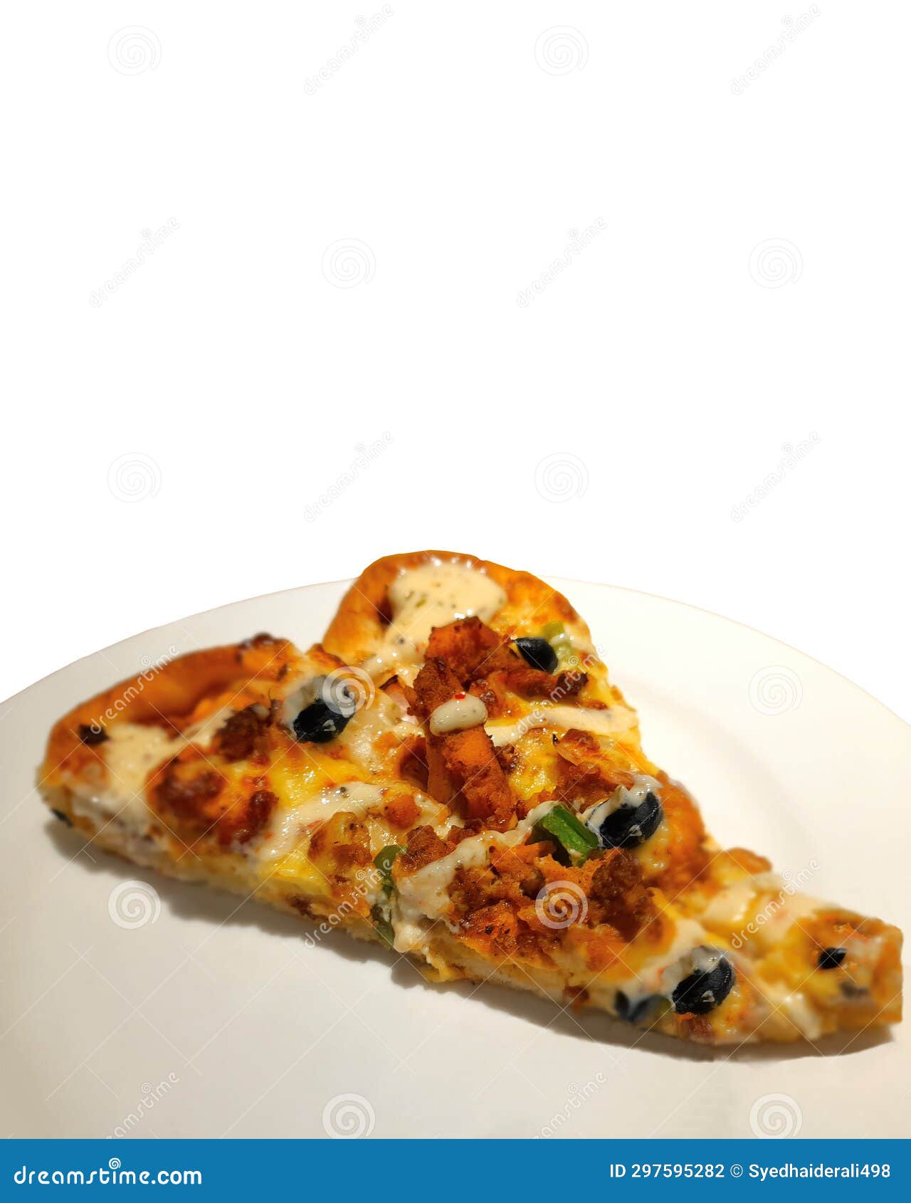 Cheesy Delight a Slice of Pizza on a White Plate Stock Photo - Image of ...
