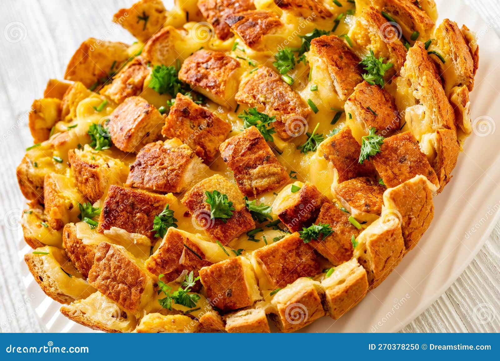 Cheesy Garlic Bread, Pull Apart Bread, Top View Stock Photo - Image of ...