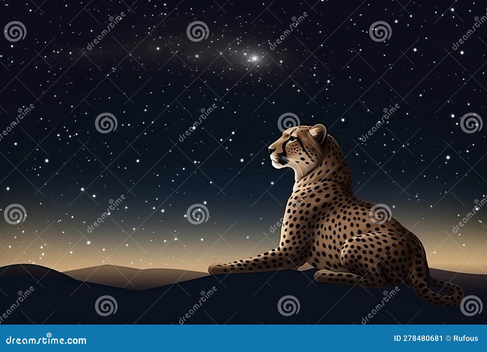 Cheetah on the Background of the Starry Sky Stock Illustration ...