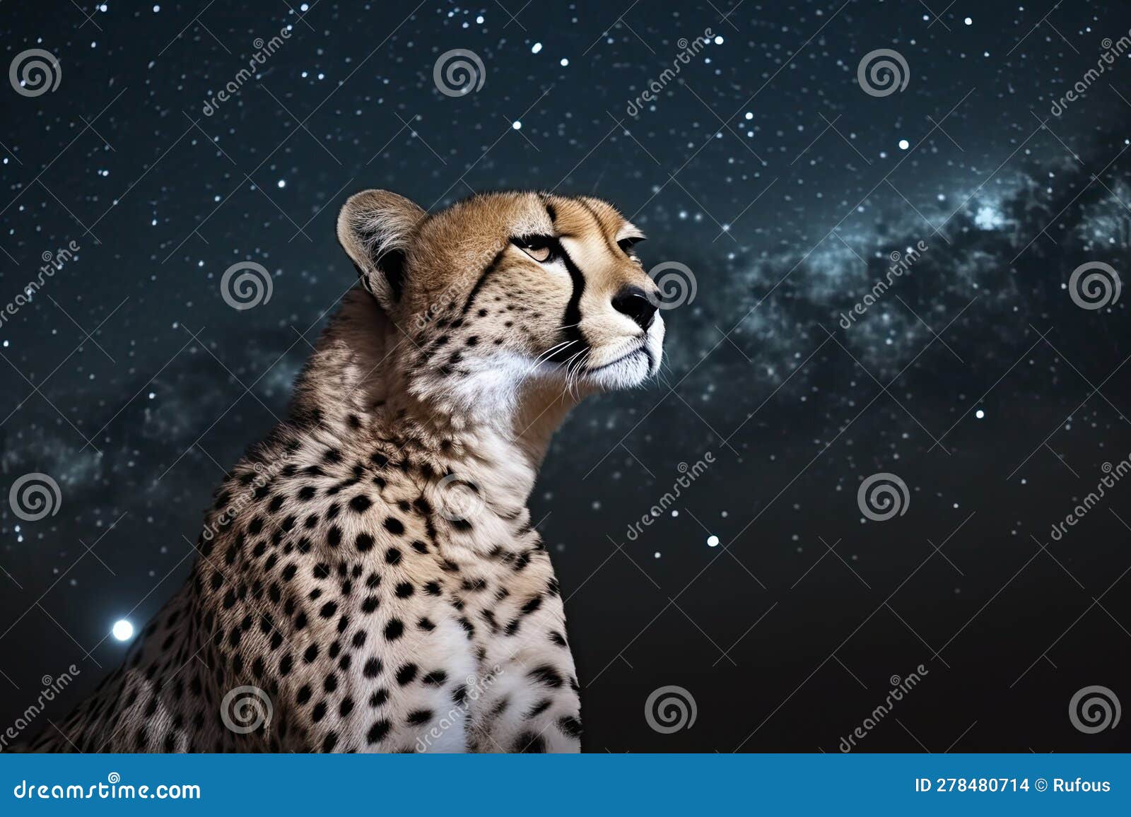 Cheetah on the Background of the Starry Sky Stock Illustration ...