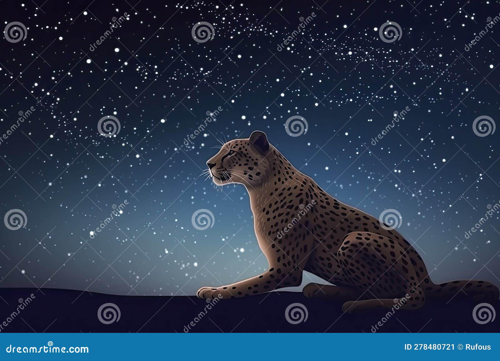 Cheetah on the Background of the Starry Sky Stock Illustration ...