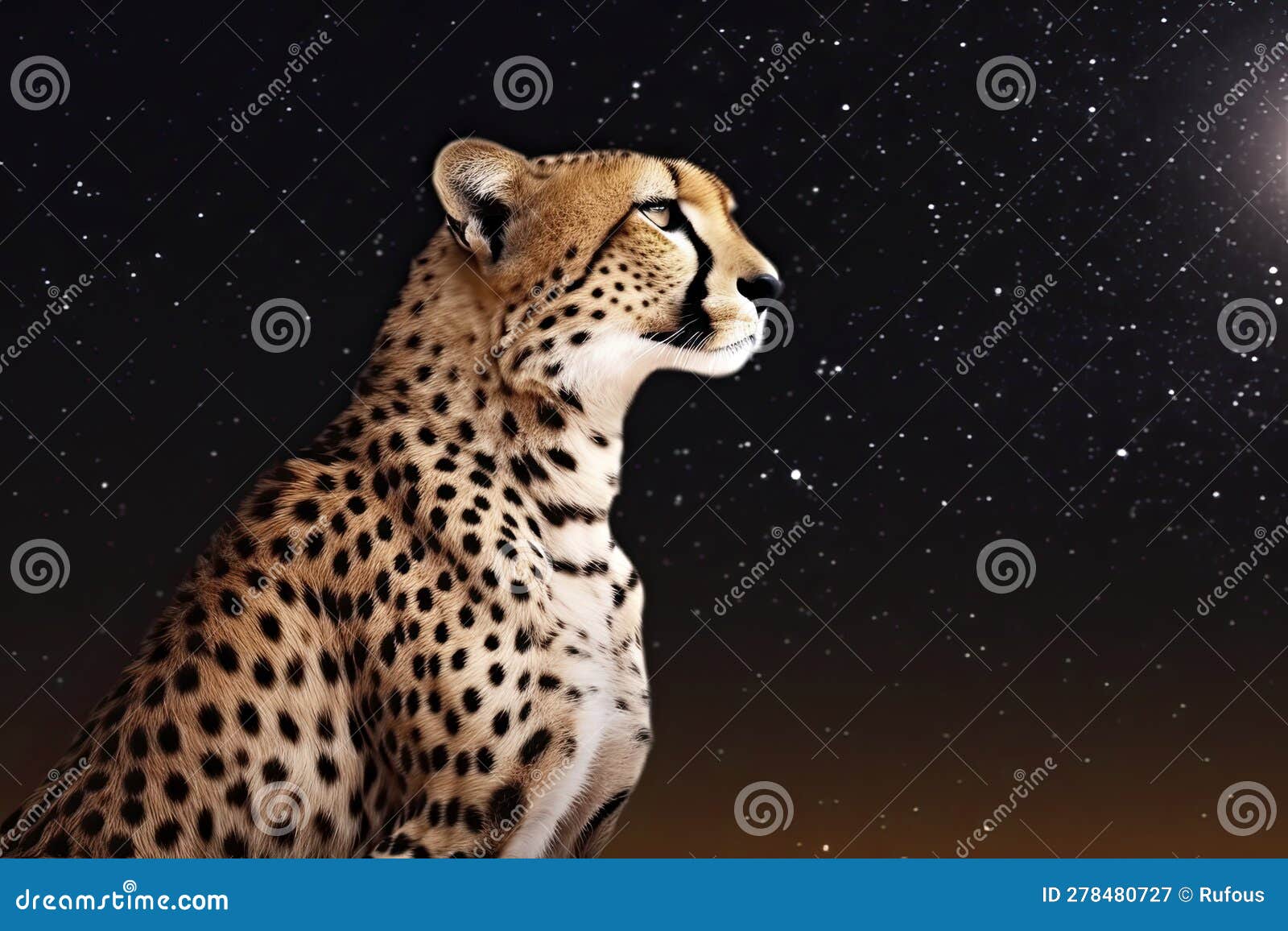 Cheetah on the Background of the Starry Sky Stock Illustration ...