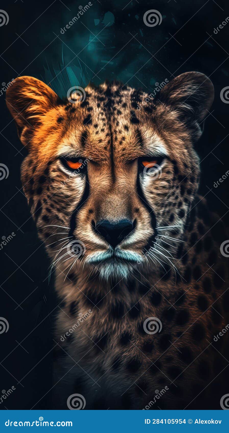Cheetah Collage on Dark Background. Generative AI Stock Illustration ...