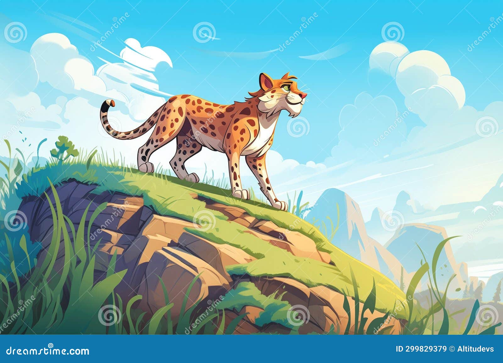 A Cheetah on the Crest of a Hill, Scanning the Valley for Prey Stock ...