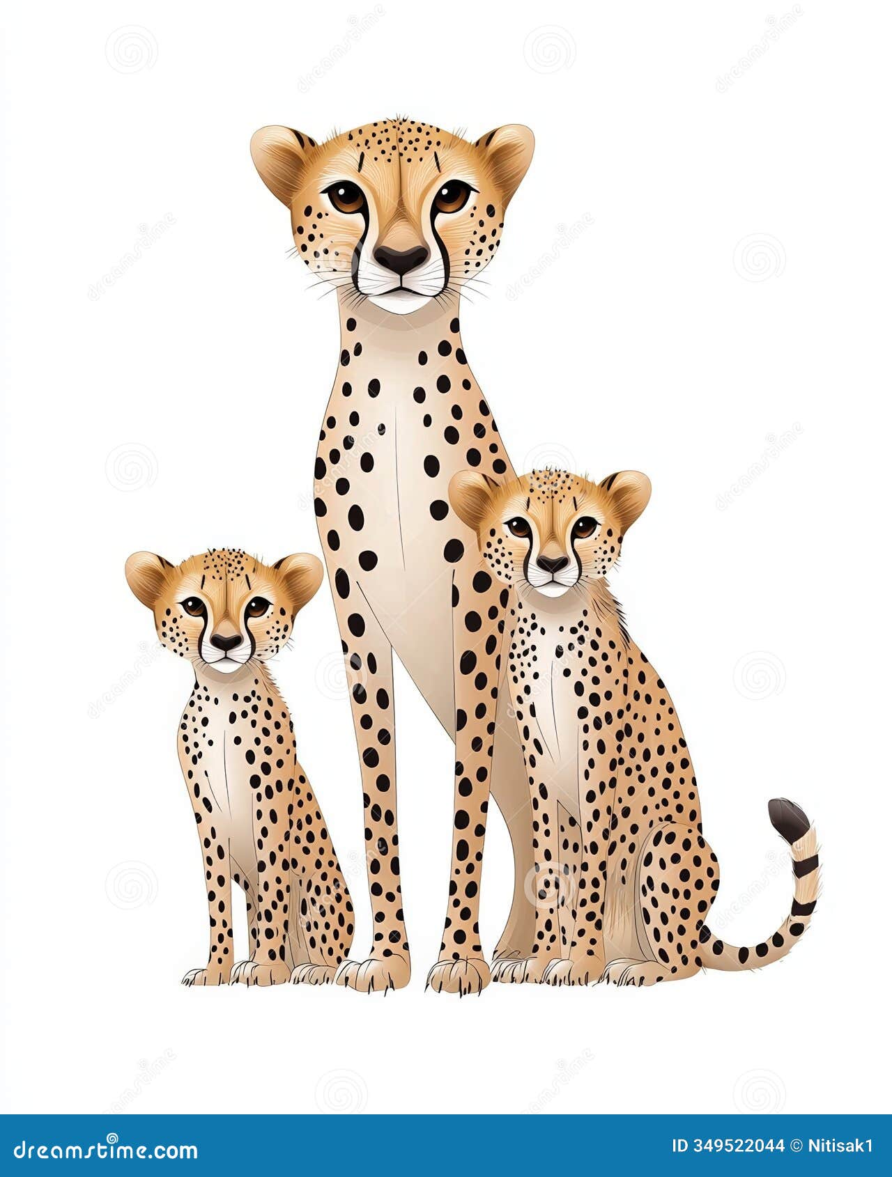 Cheetah Family Resting Under A Tree In The African Savanna Royalty-Free ...