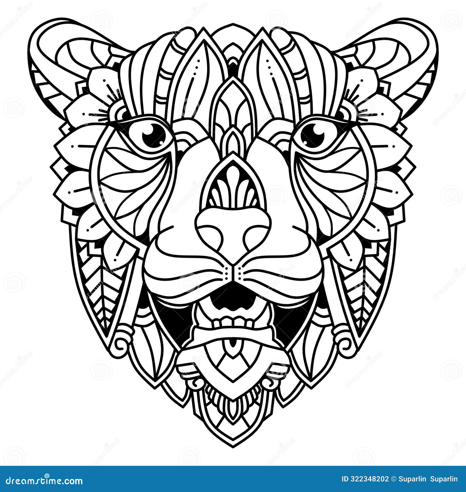 Cheetah head mandala arts stock vector. Illustration of king - 322348202