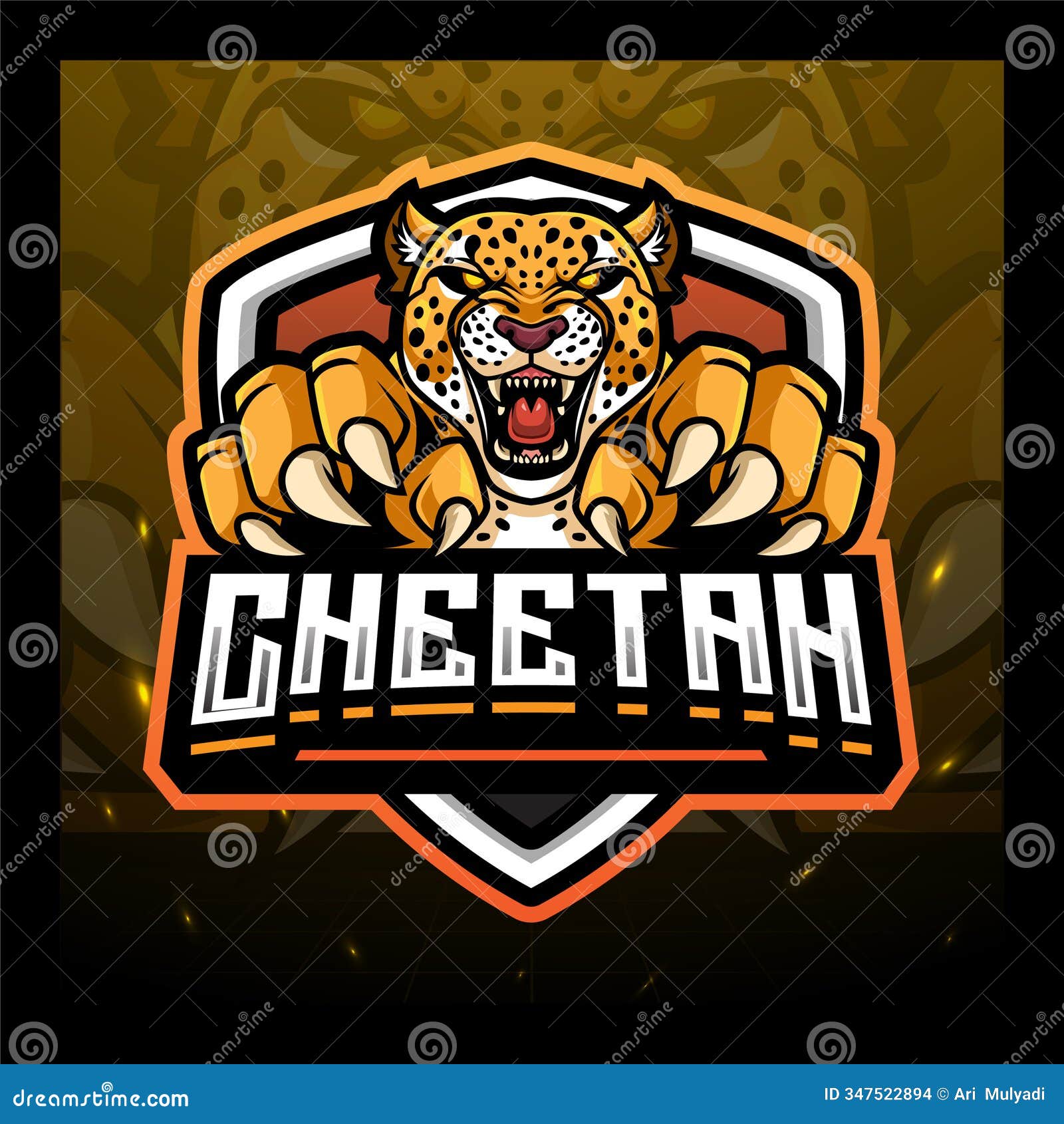 Cheetah Mascot Esport Logo Design Stock Vector - Illustration of feline ...