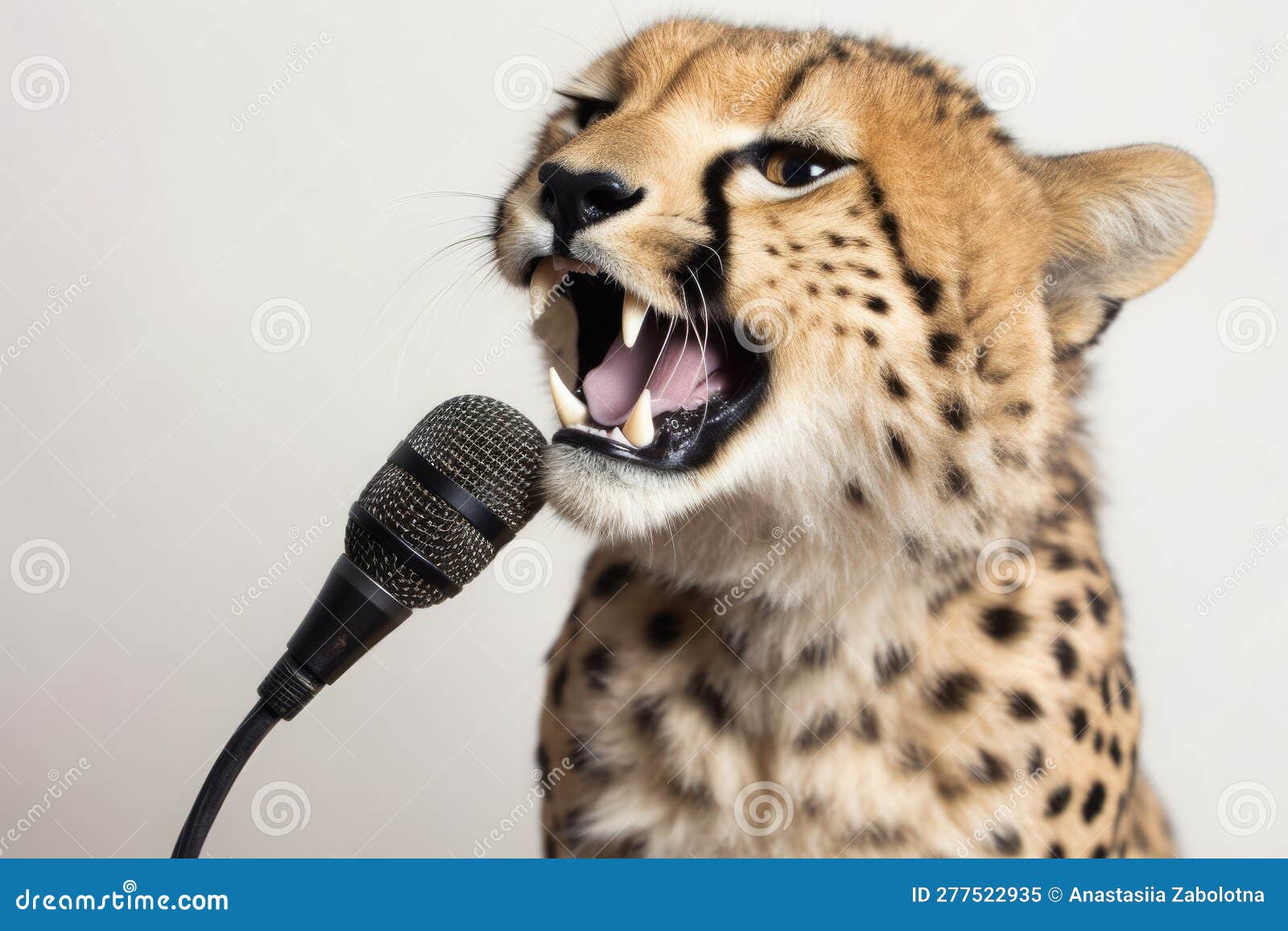 Cheetah with Microphone on White Background. Generative AI Stock ...