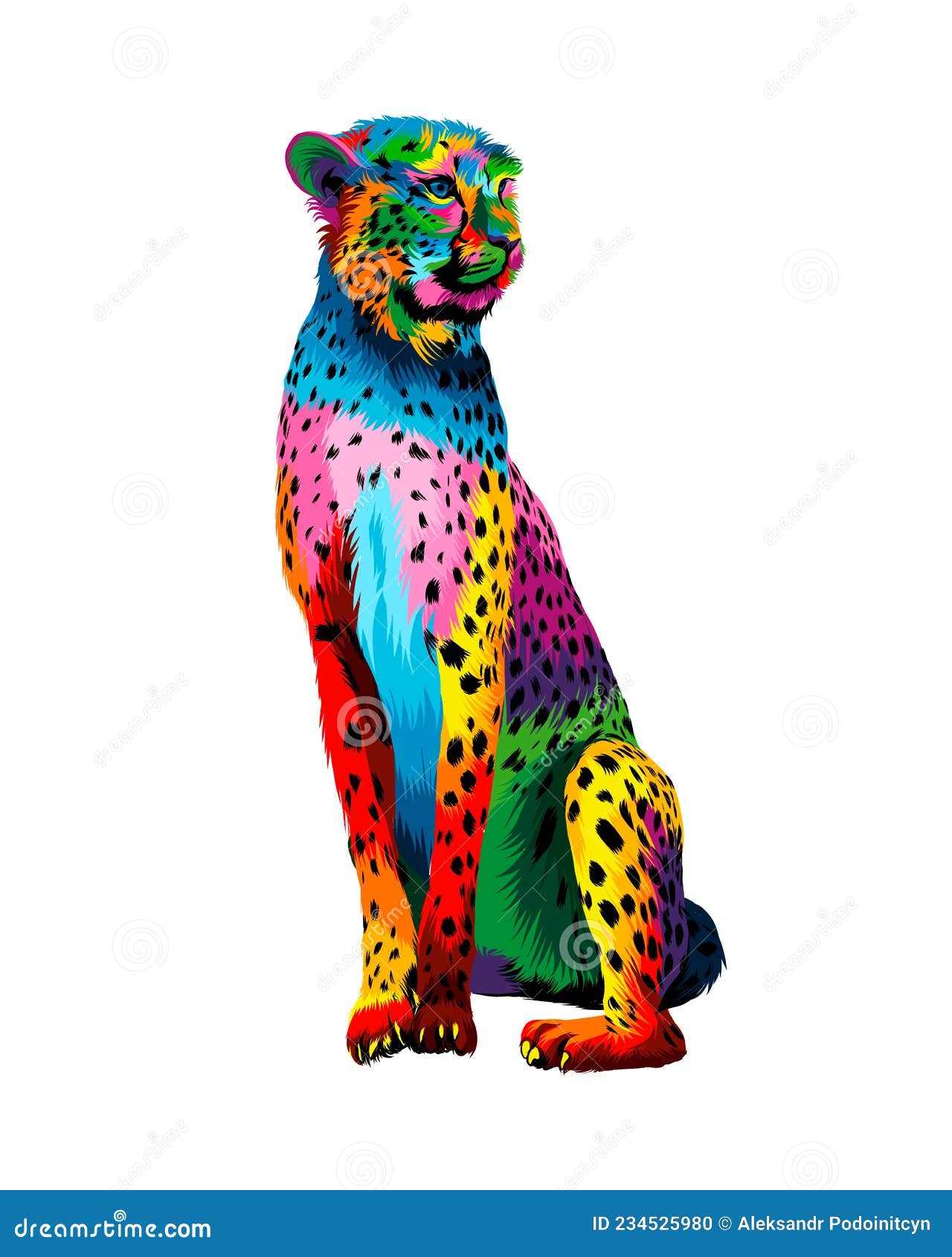 Colored Cheetah Drawing