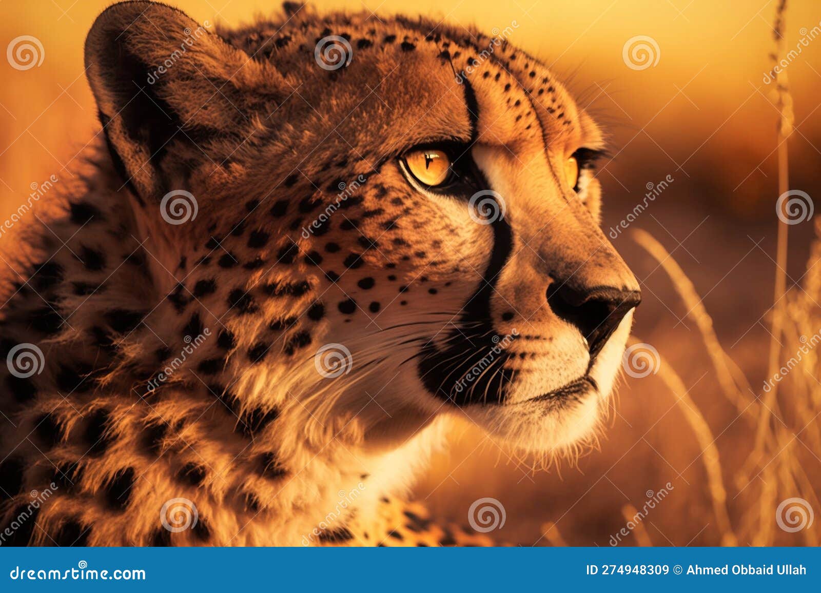 Cheetah On The Prowl. A Majestic Cheetah Stalks Its Prey Through Tall ...