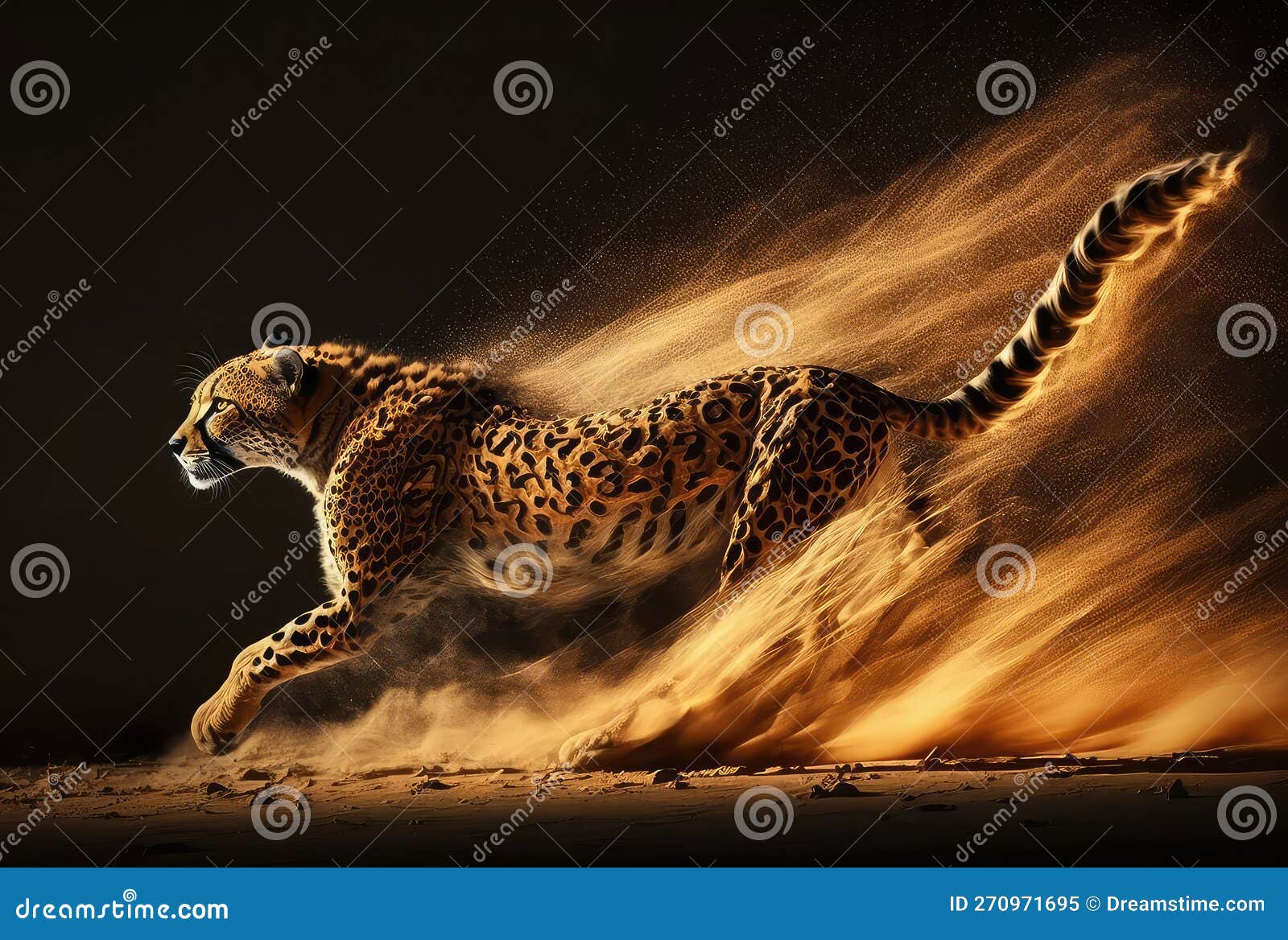Cheetah Quickly Runs Burning, the Fastest. Speed on Fire. Generative AI ...