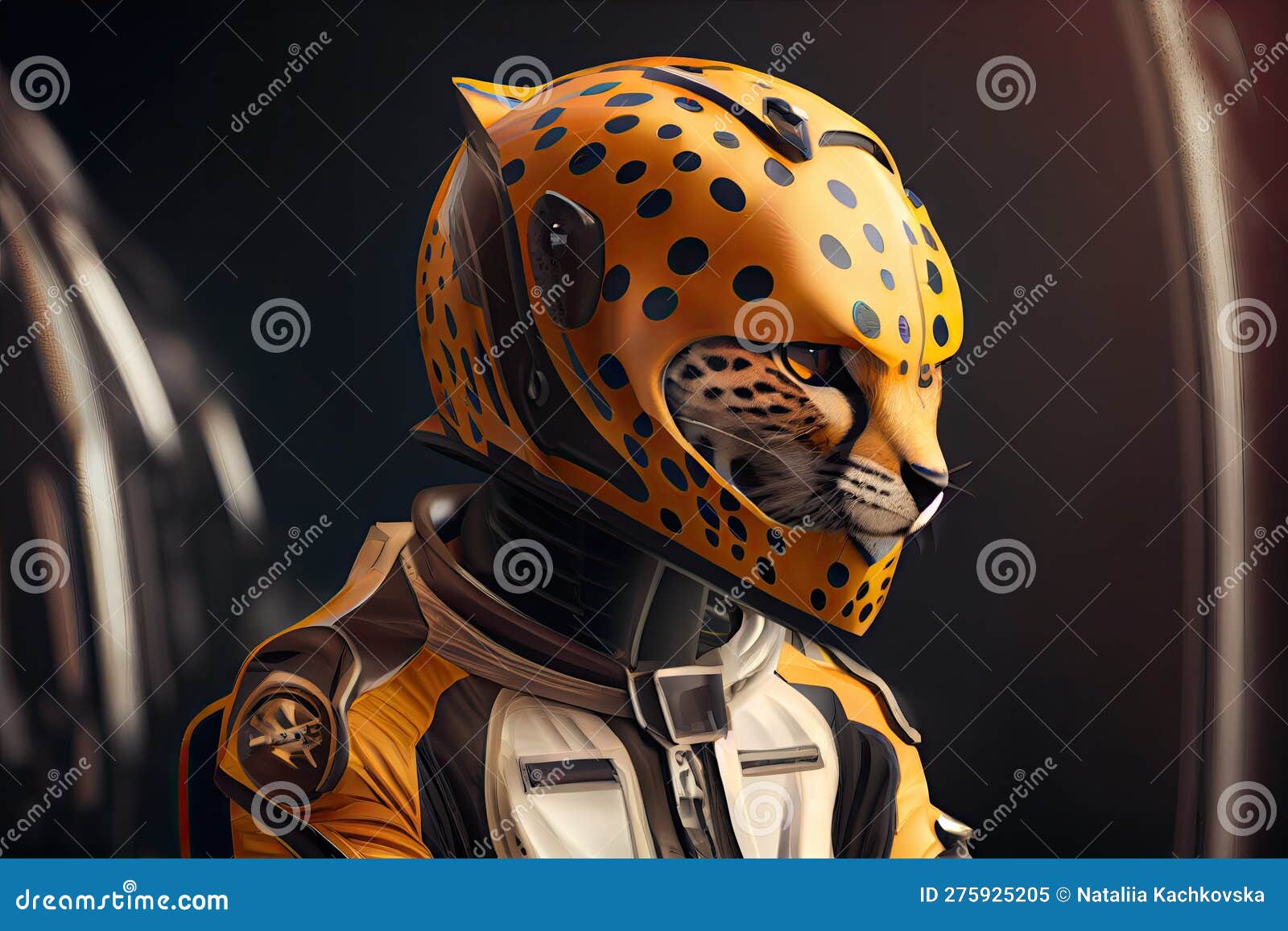 Cheetah in racing jumpsuit stock illustration. Illustration of engineer ...