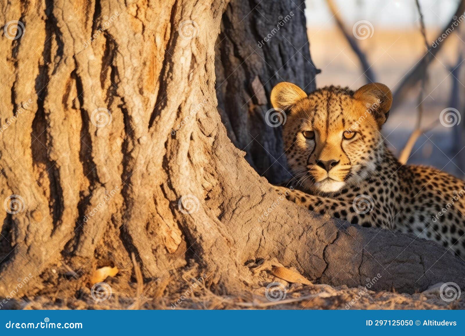 Cheetah Resting Under a Tree in the Shadow Stock Photo - Image of ...