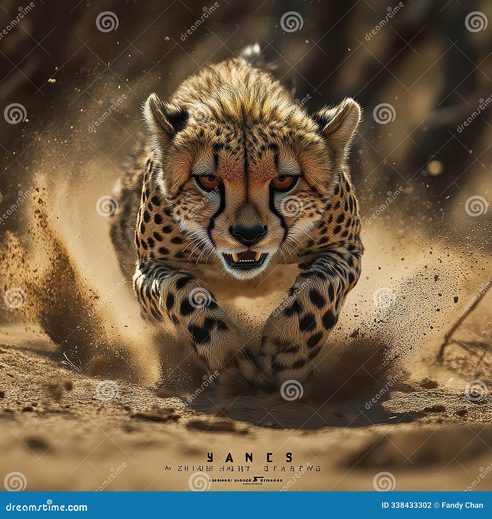 Cheetah Running through Dust Stock Illustration - Illustration of blur ...