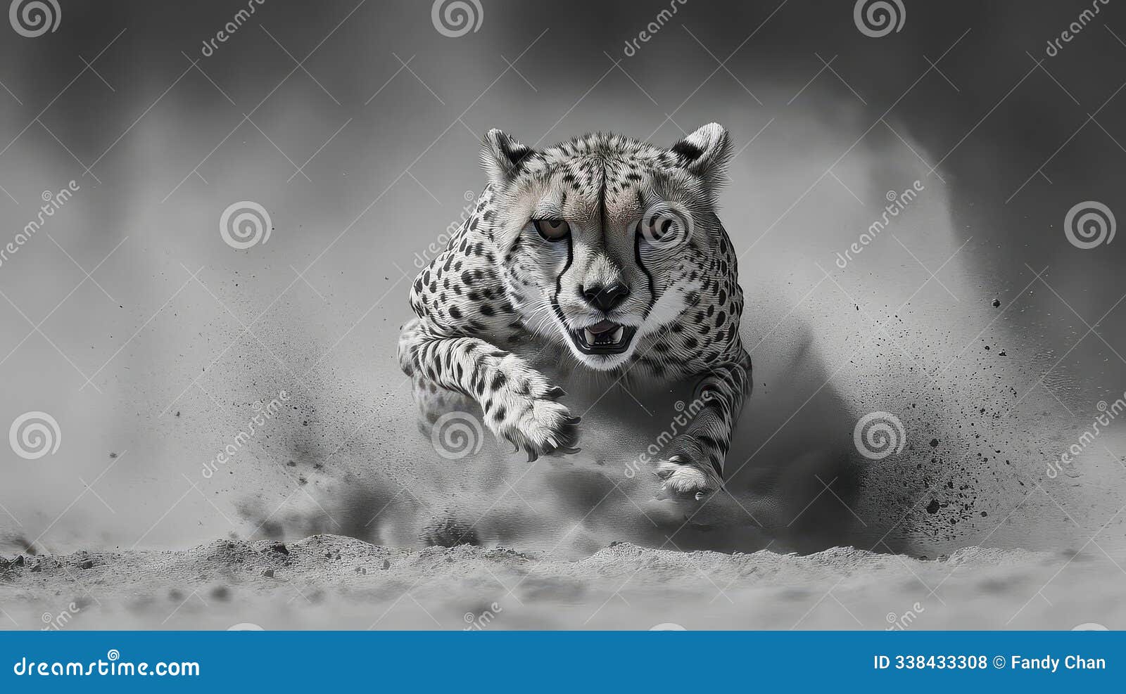 Cheetah Running through Dust Stock Illustration - Illustration of ...