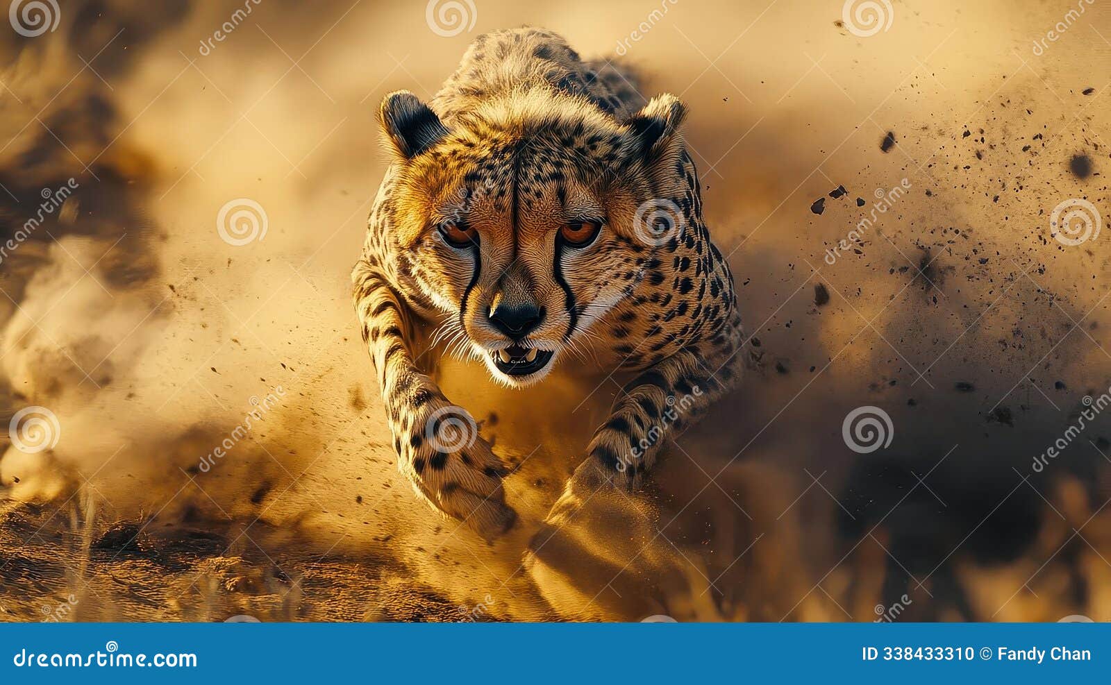 Cheetah Running through Dust Stock Illustration - Illustration of ...