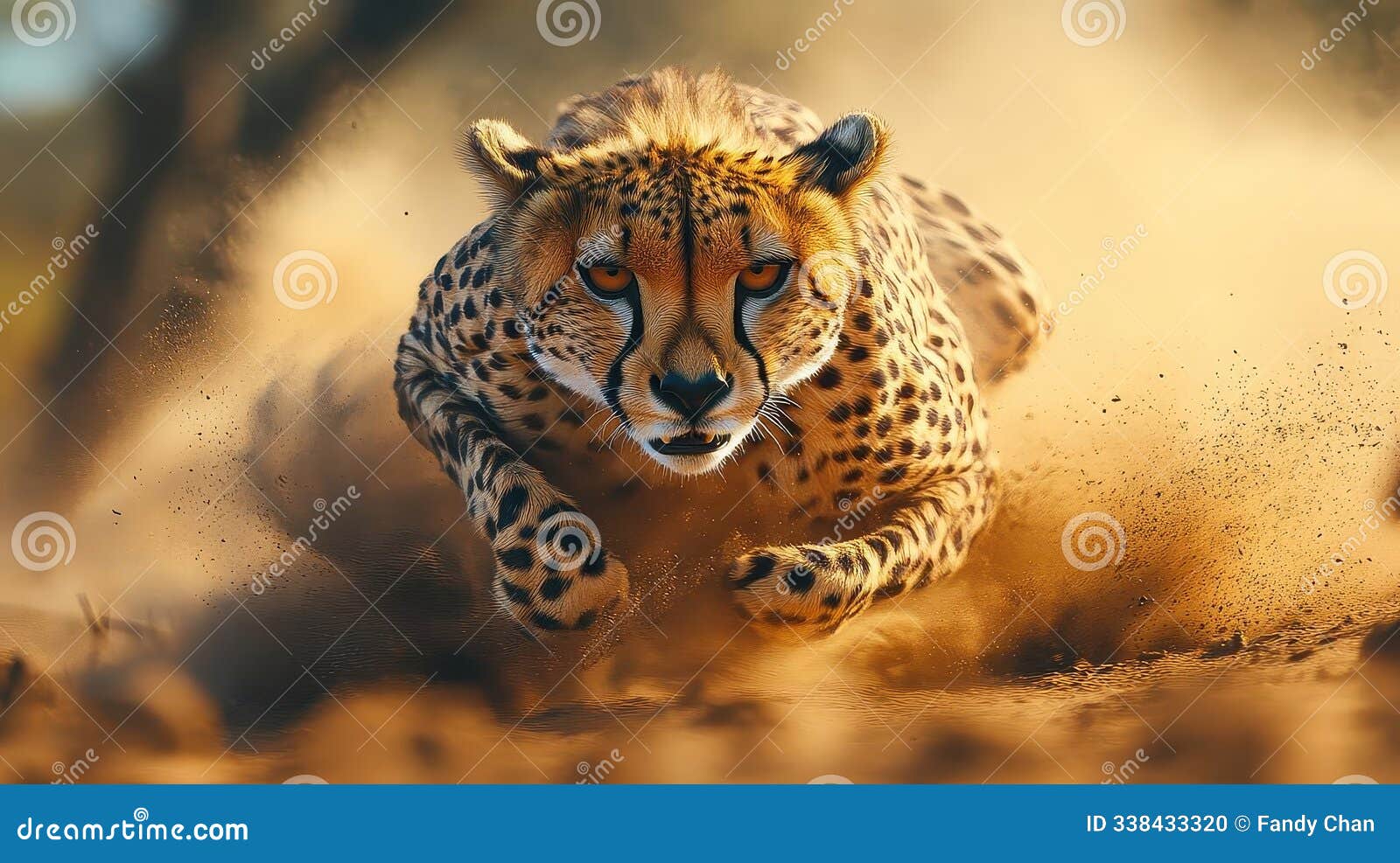 Cheetah Running through Dust Stock Illustration - Illustration of ...