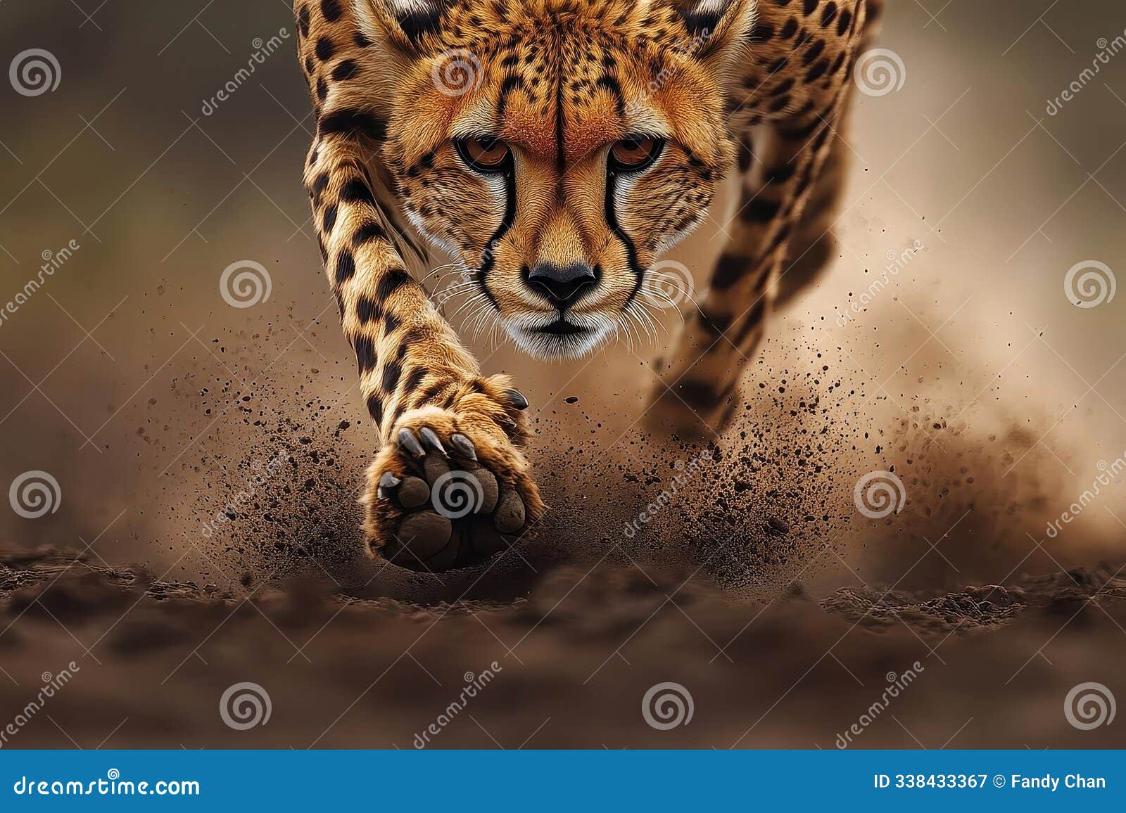 Cheetah Running through Dust Stock Illustration - Illustration of blur ...