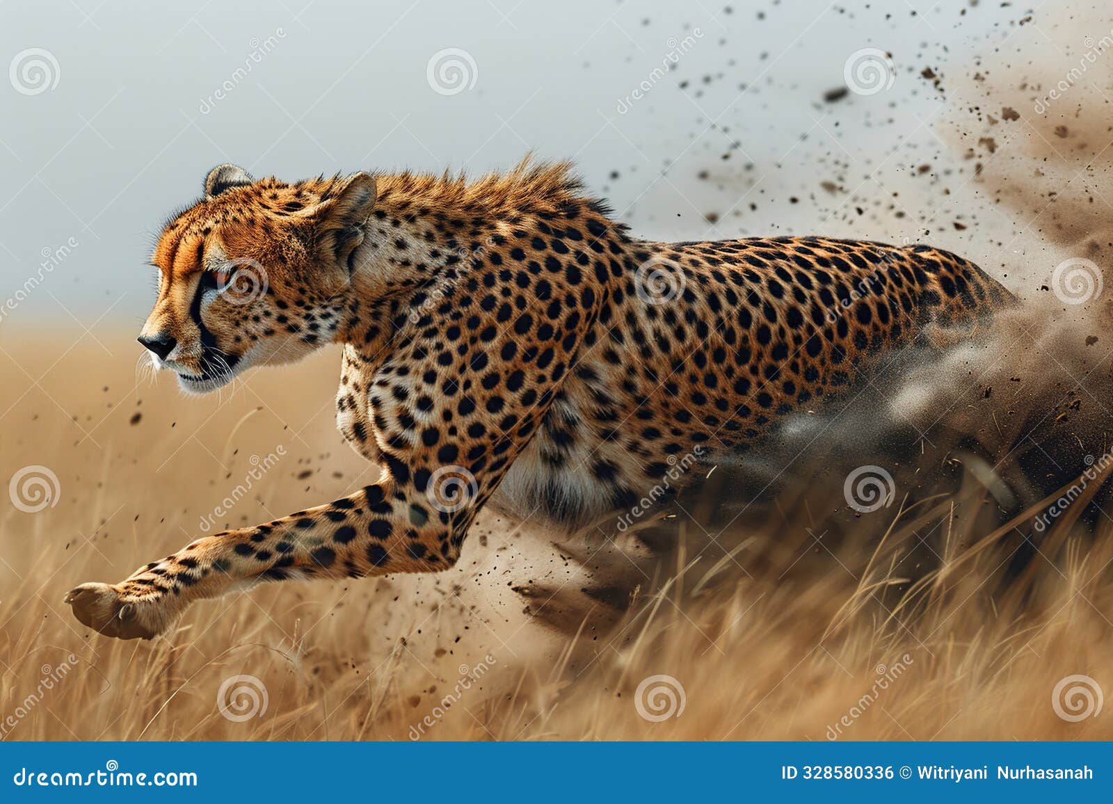 Cheetah Running through Dust Stock Illustration - Illustration of ...