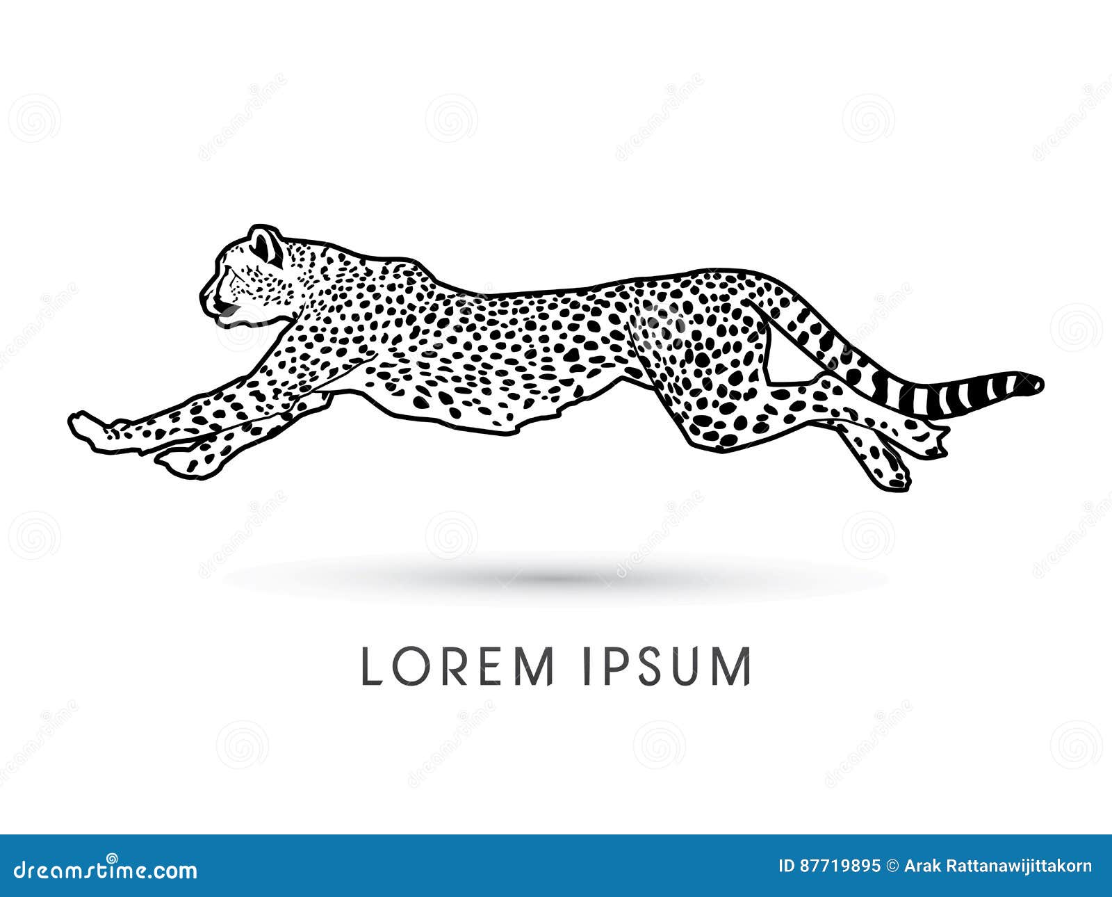 Cheetah running side view stock vector. Illustration of feline - 87719895