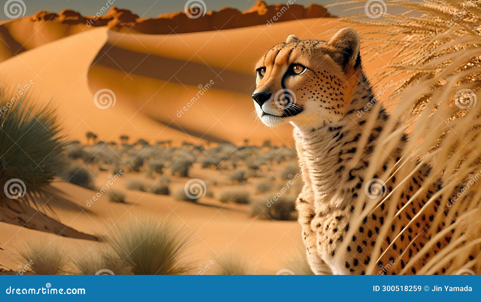 Cheetah in the Sand Dunes of the Namib Desert Stock Illustration ...