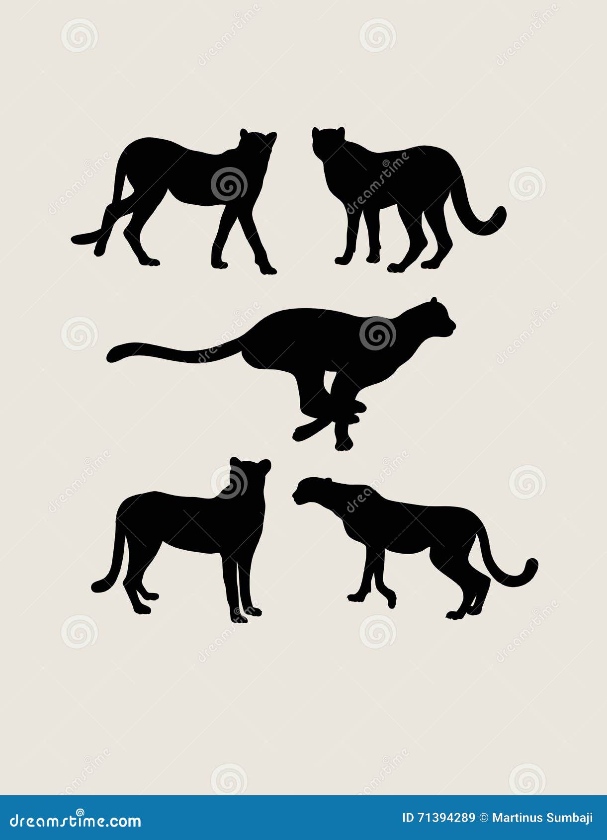 Cheetah Silhouette Simple White Background Vector Illustration ...