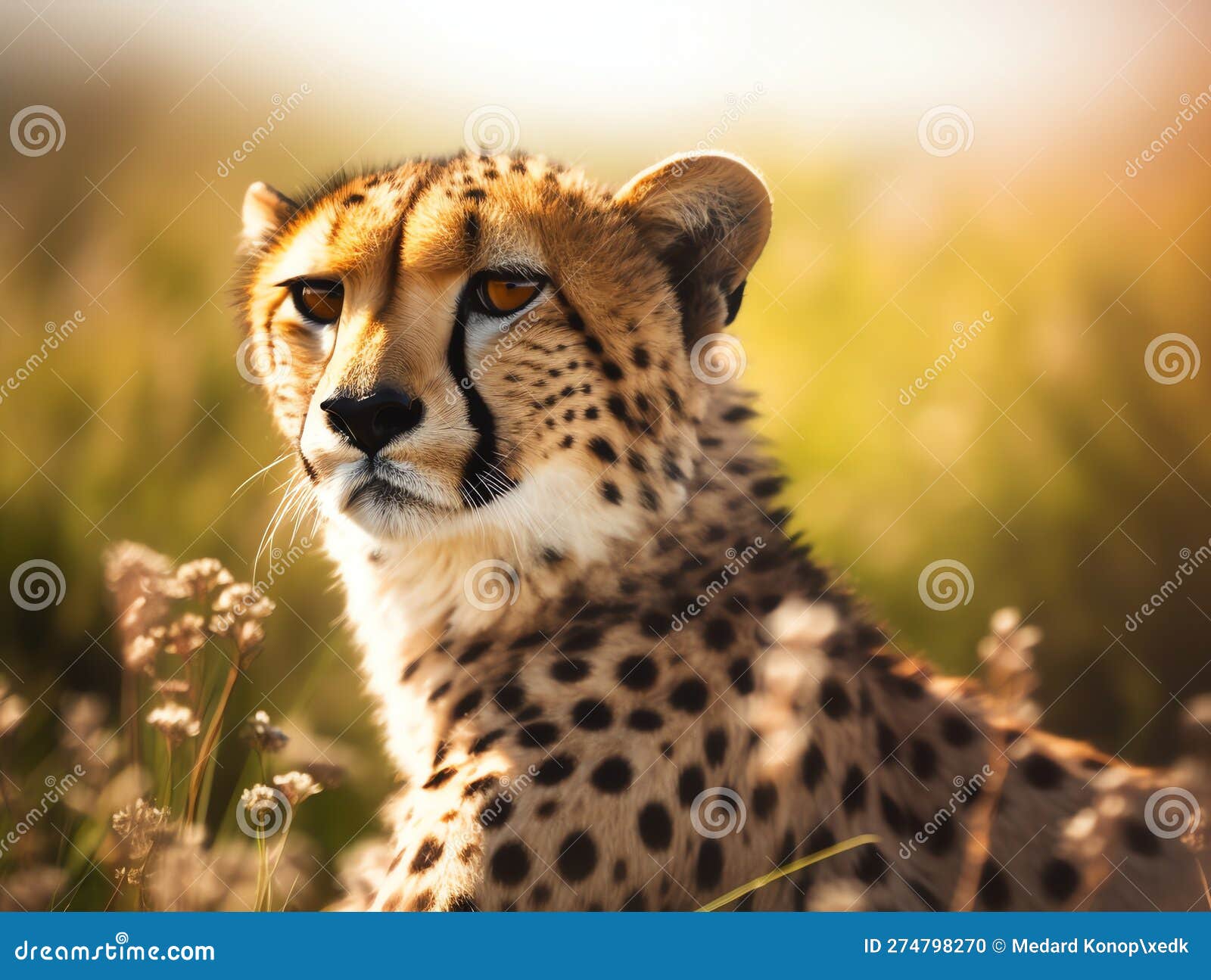 A Cheetah Sits In The African Savanna, Gazing At Mount Kilimanjaro With ...