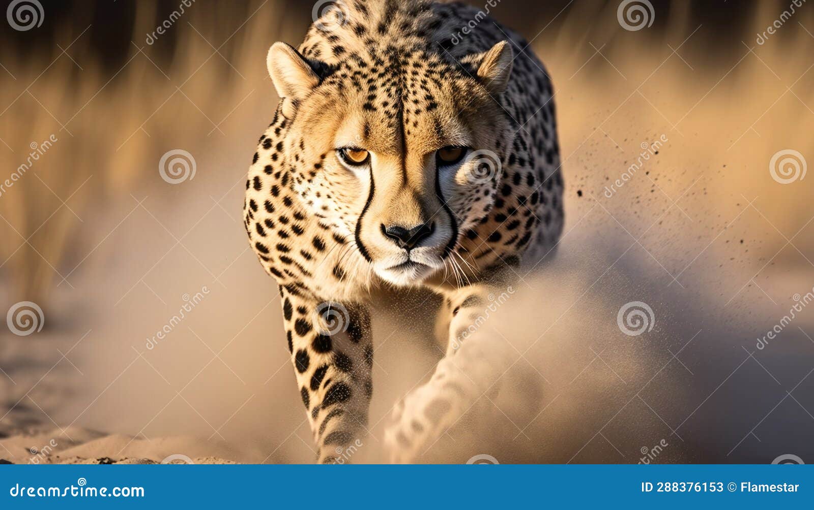Cheetah Stalking Prey Savanna Stock Illustration - Illustration of ...
