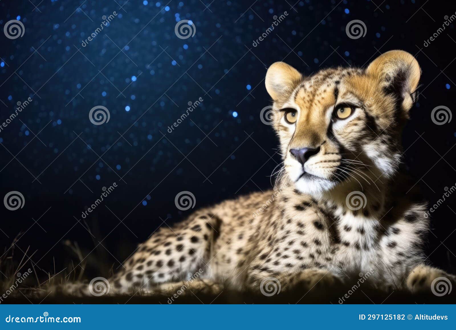 Cheetah Under the Clear Night Sky Filled with Stars Stock Photo - Image ...