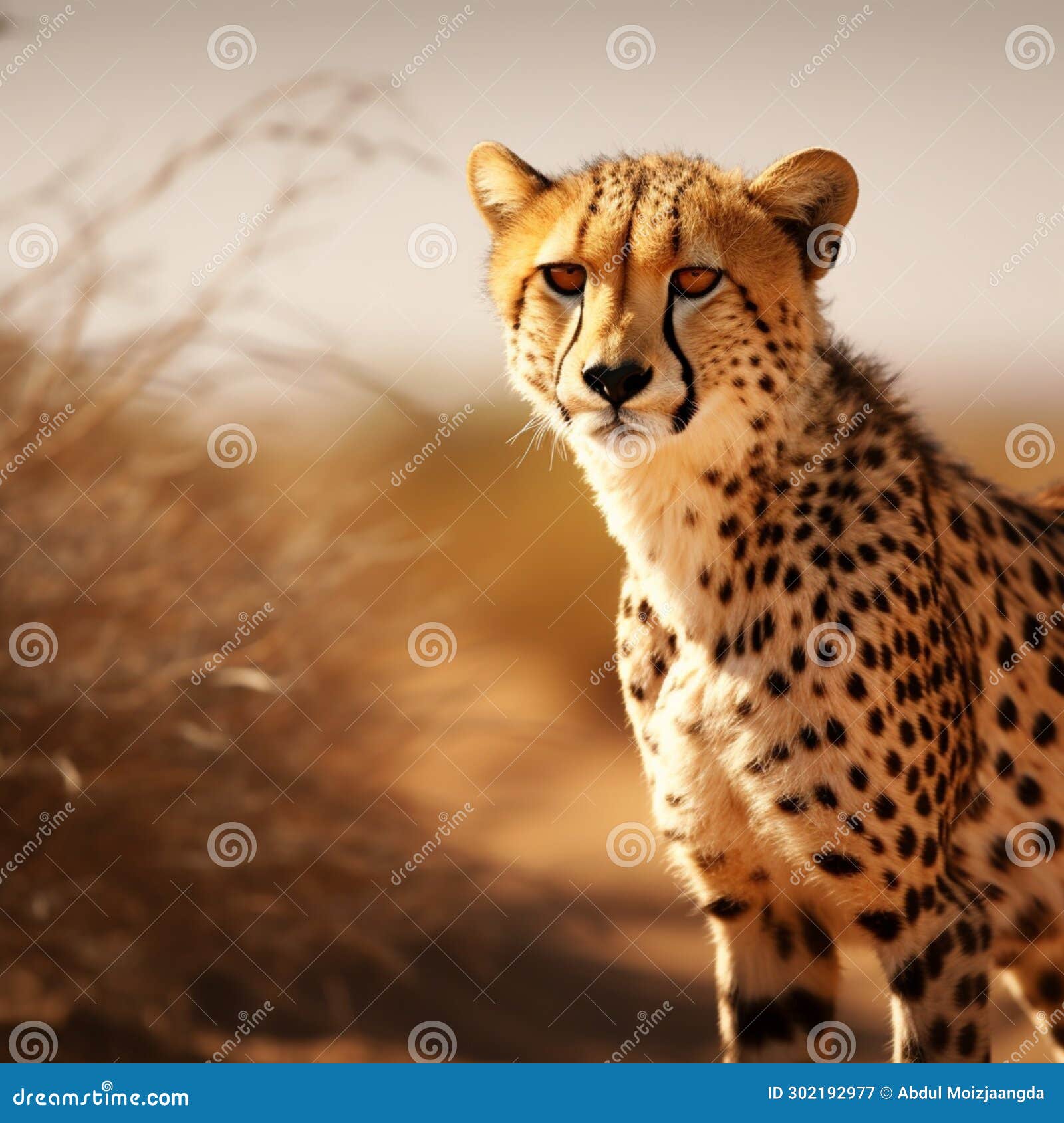 Cheetah in the Vast Desert, Providing Ample Room for Text Stock ...